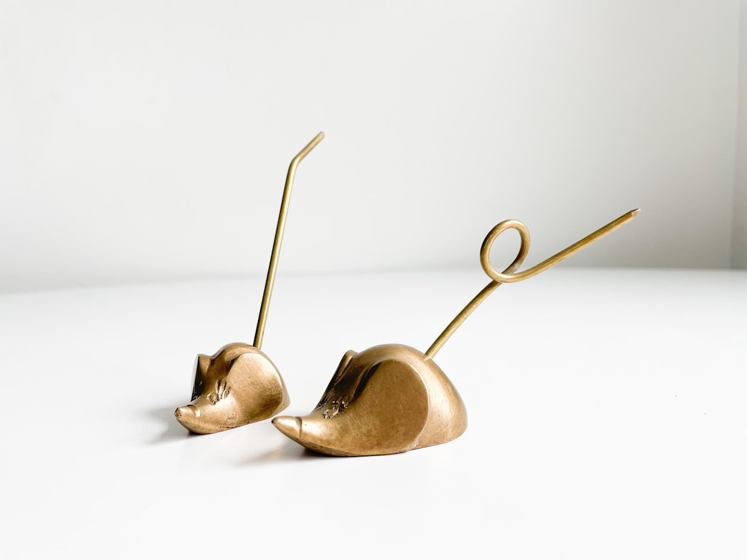 Vintage Brass Mice Set, Brass Mouse Figurines, Rustic Animal Decor ...