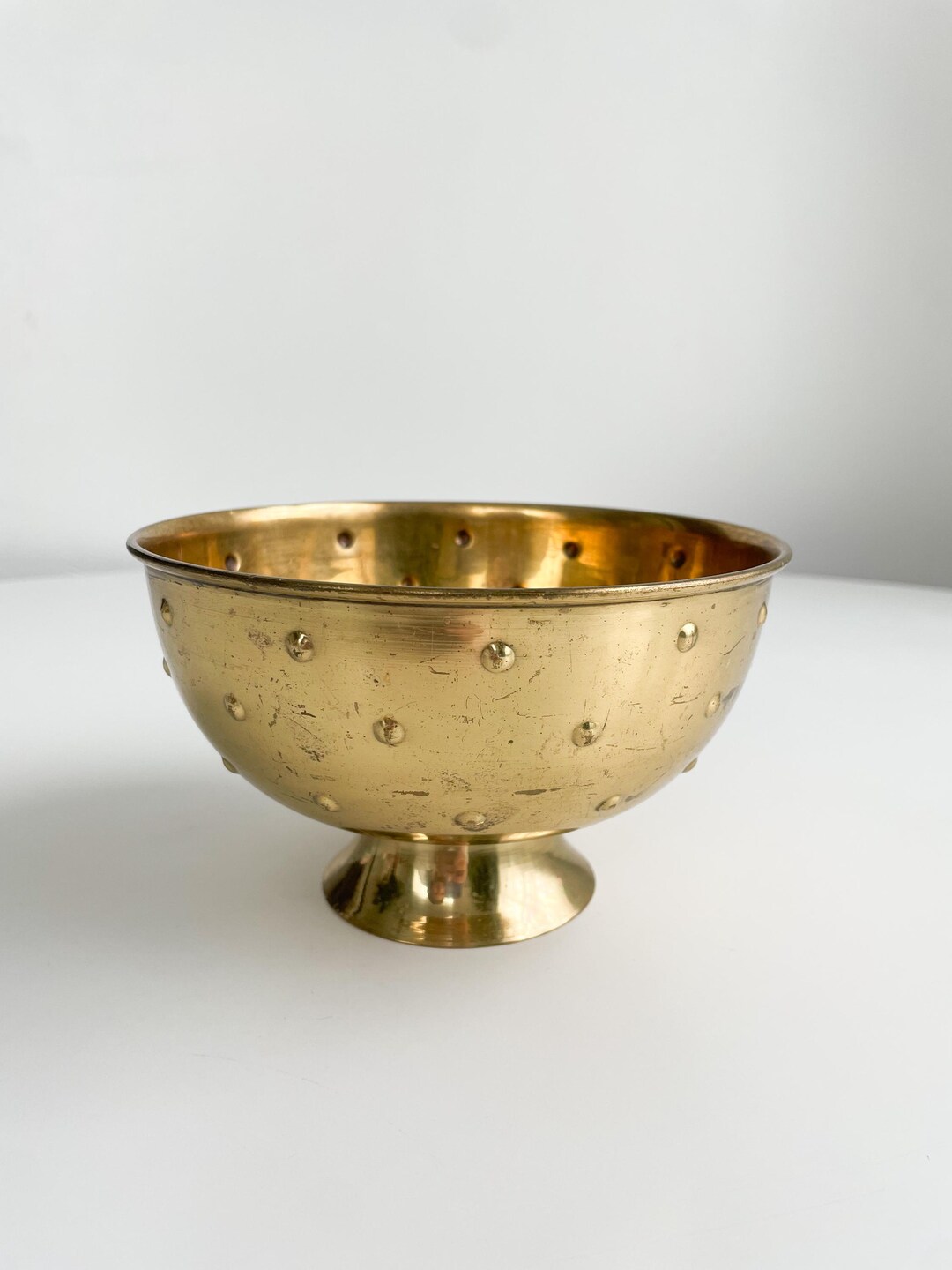 Vintage Brass Pedestal Bowl, Footed Brass Dish, Decorative Centerpiece ...