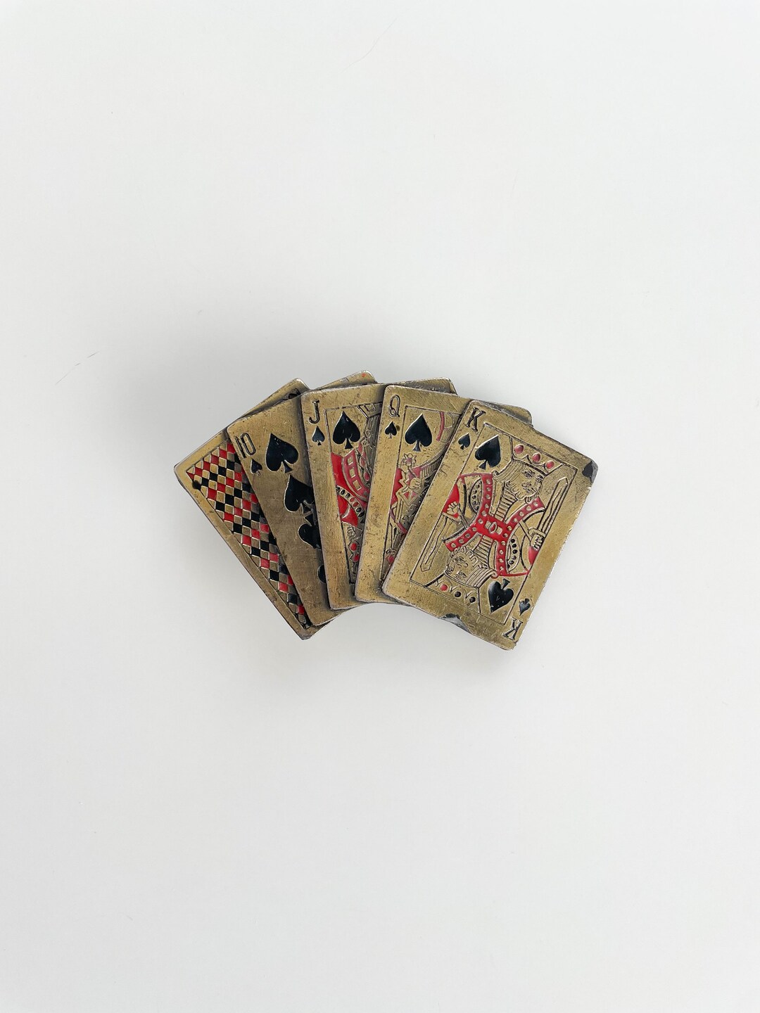 Vintage Brass Royal Flush Playing Cards Belt Buckle, Metal Buckle ...