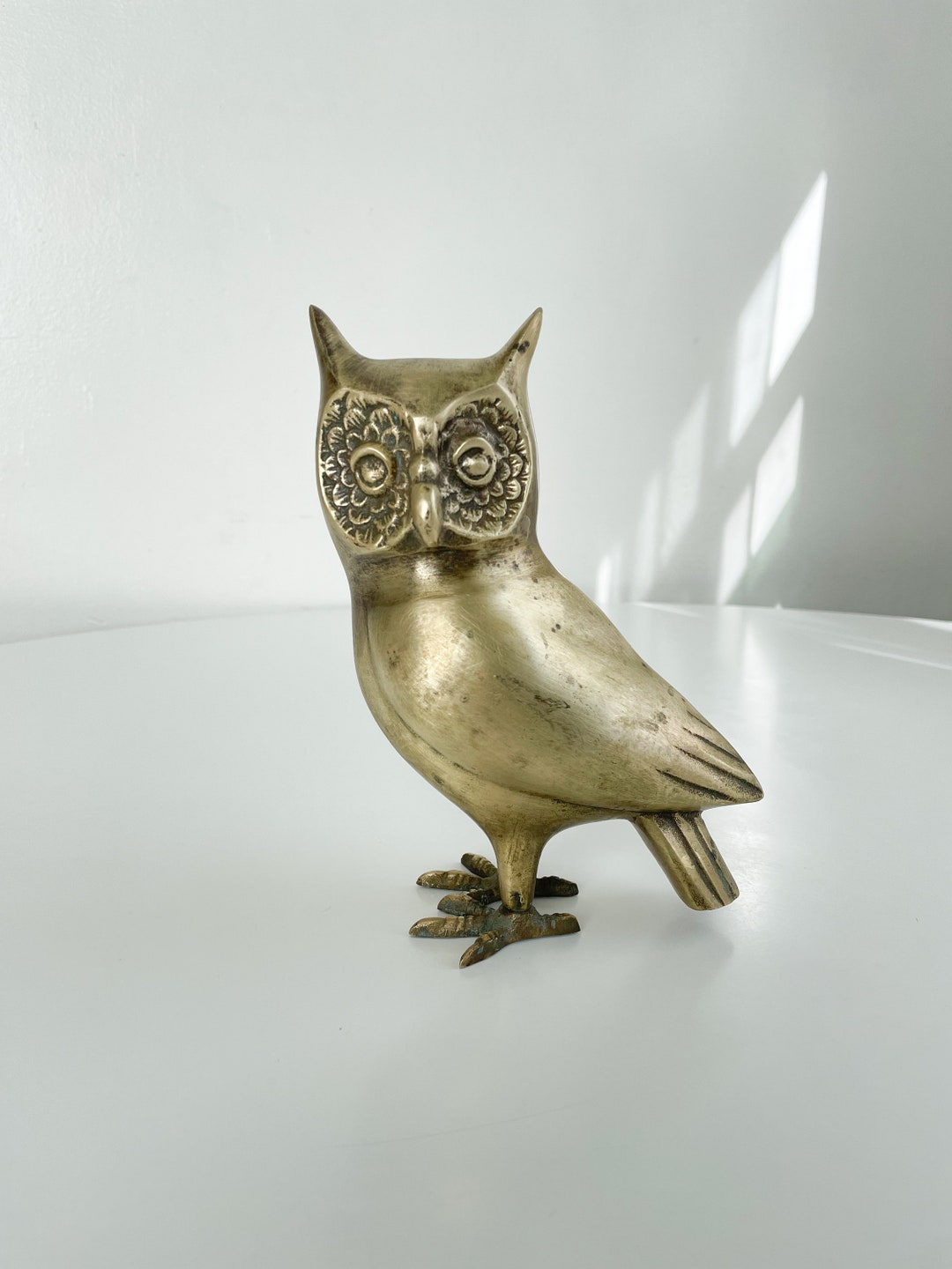 Vintage Brass Owl Figurine, Bird Statue - Etsy