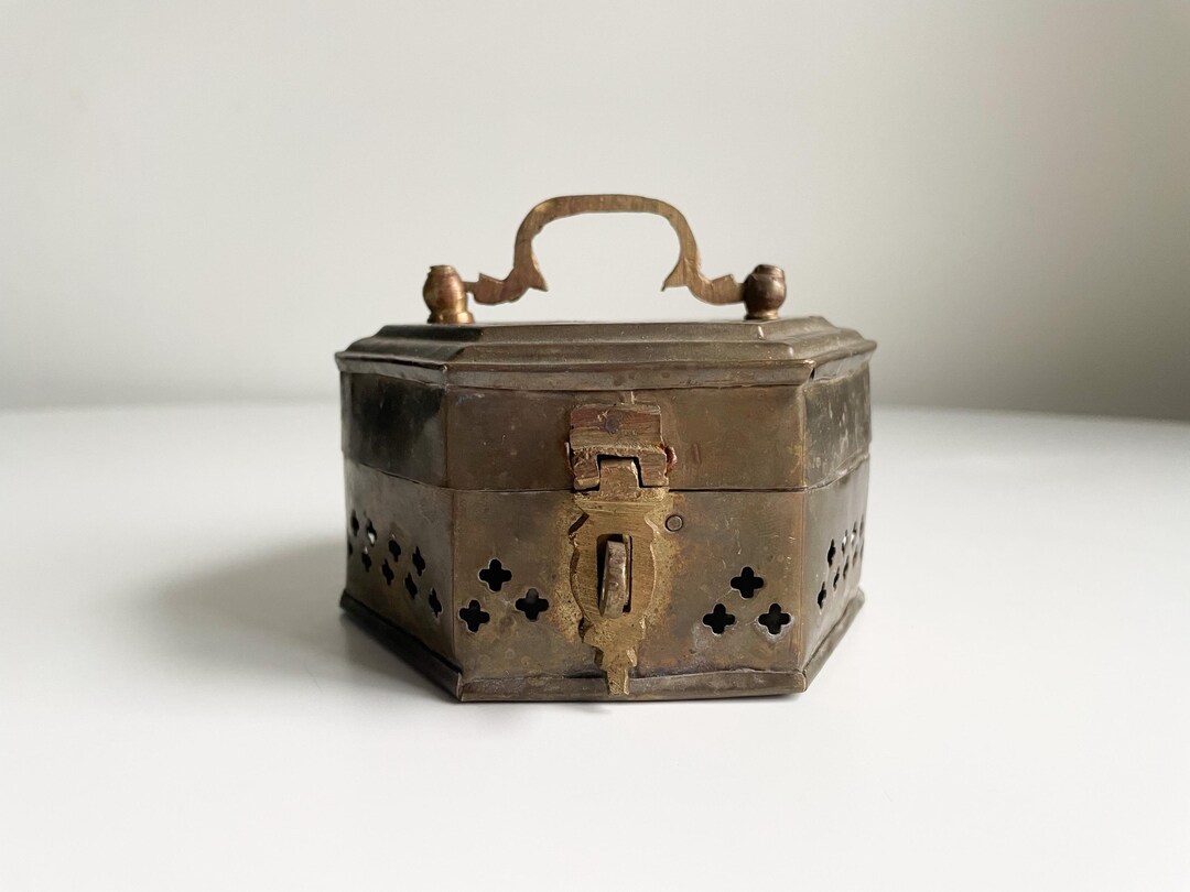 Vintage Brass India Cut-out Storage Box With Lid Antique Decorative ...