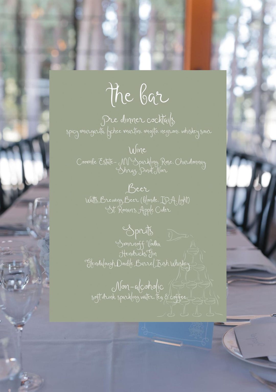 BAR MENU, Editable Wedding Bar Menu Template, Calligraphy Modern ...