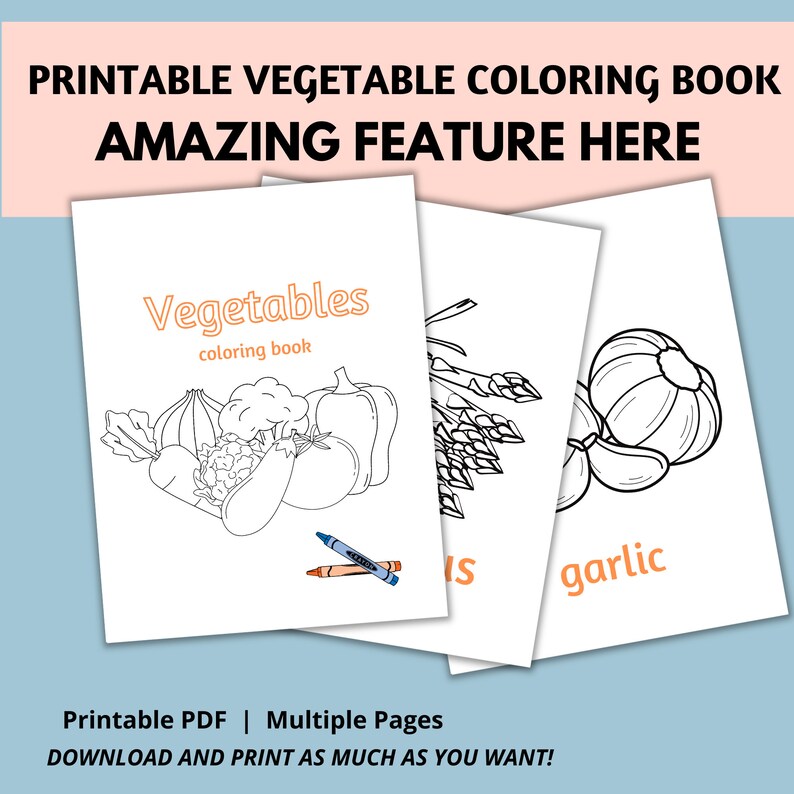 Printable Vegetable Coloring Book/ 50 Coloring Book for - Etsy