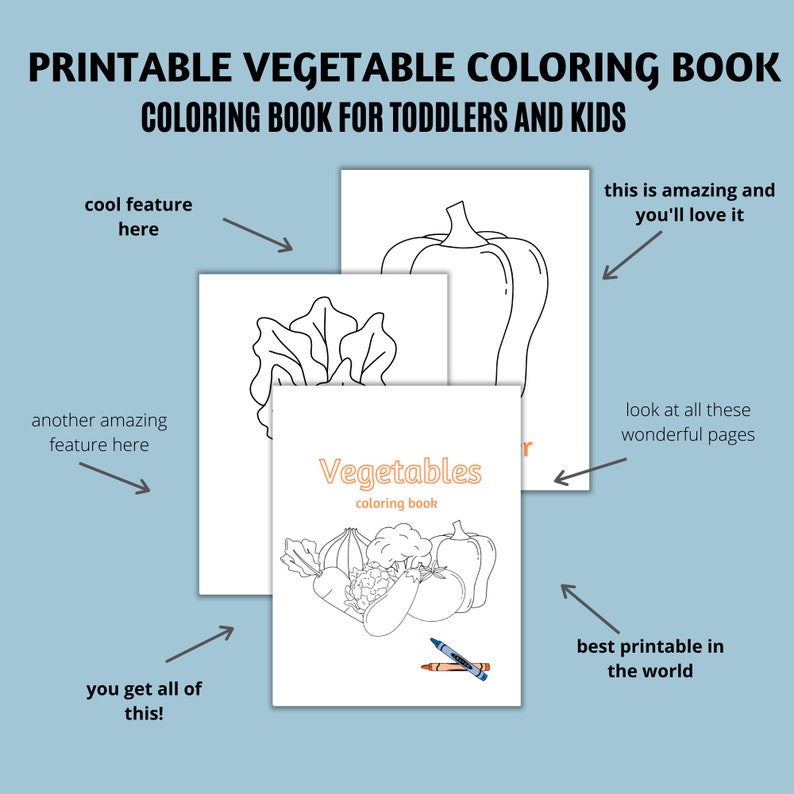 Printable Vegetable Coloring Book/ 50 Coloring Book for - Etsy
