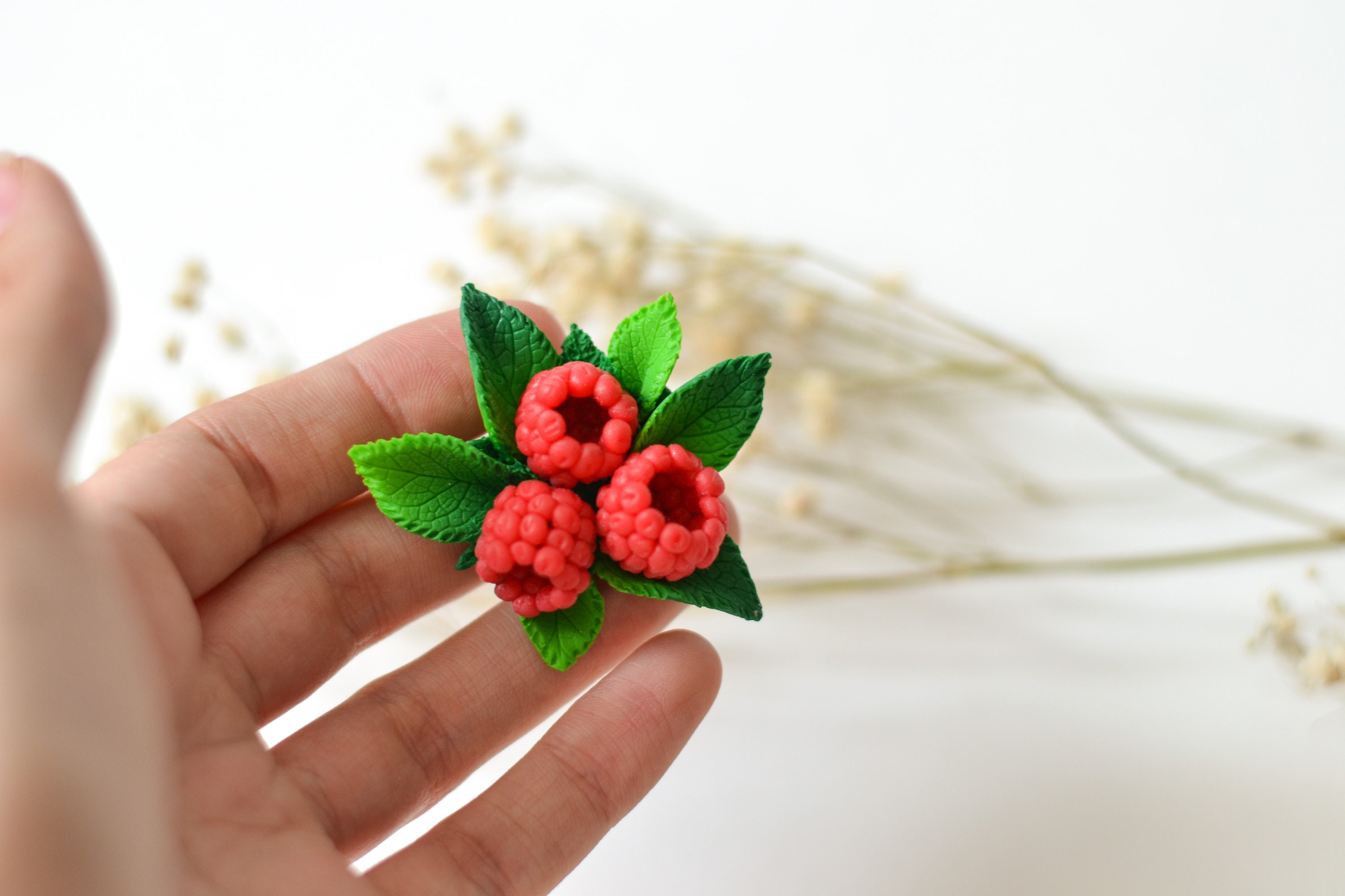 Red Berry Brooch Raspberries Berry Brooch Fruit Jewelry Food Jewelry ...