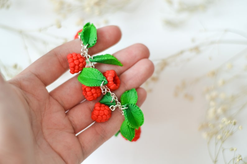 Raspberry Bracelet, Berries Jewelry Summer, Clay Berry Jewelry, Red ...