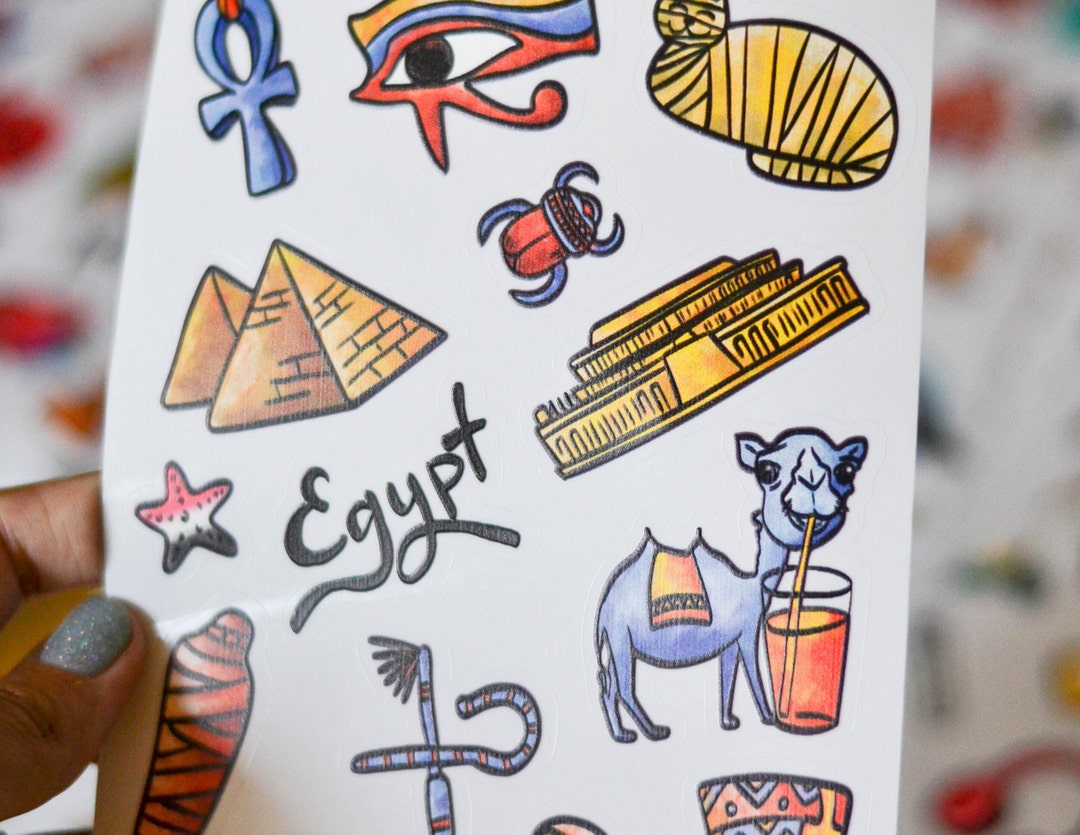 Egypt Sticker Pack | Cairo & Giza Souvenir | Vinyl Travel Stickers ...