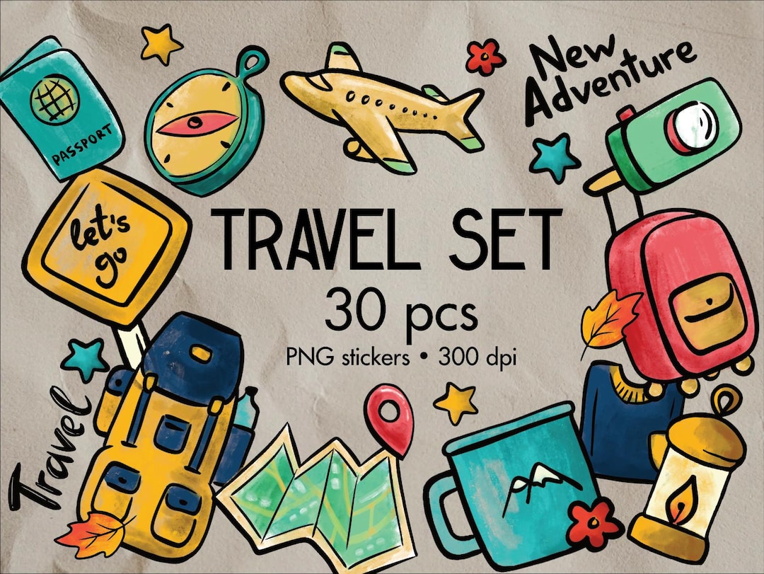 Travel Stickers PNG | Travel Clipart | Travel Ilustrations | Cute ...
