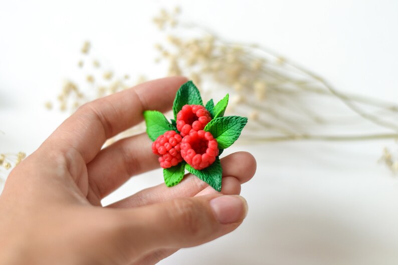 Red Berry Brooch Raspberries Berry Brooch Fruit Jewelry Food Jewelry ...