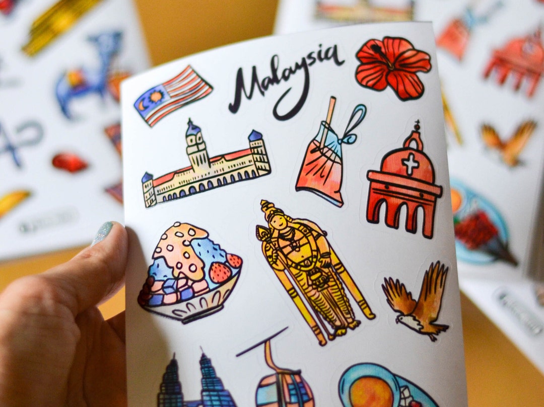 Malaysia Sticker Pack | Kuala Lumpur & Penang Souvenir | Vinyl Travel ...
