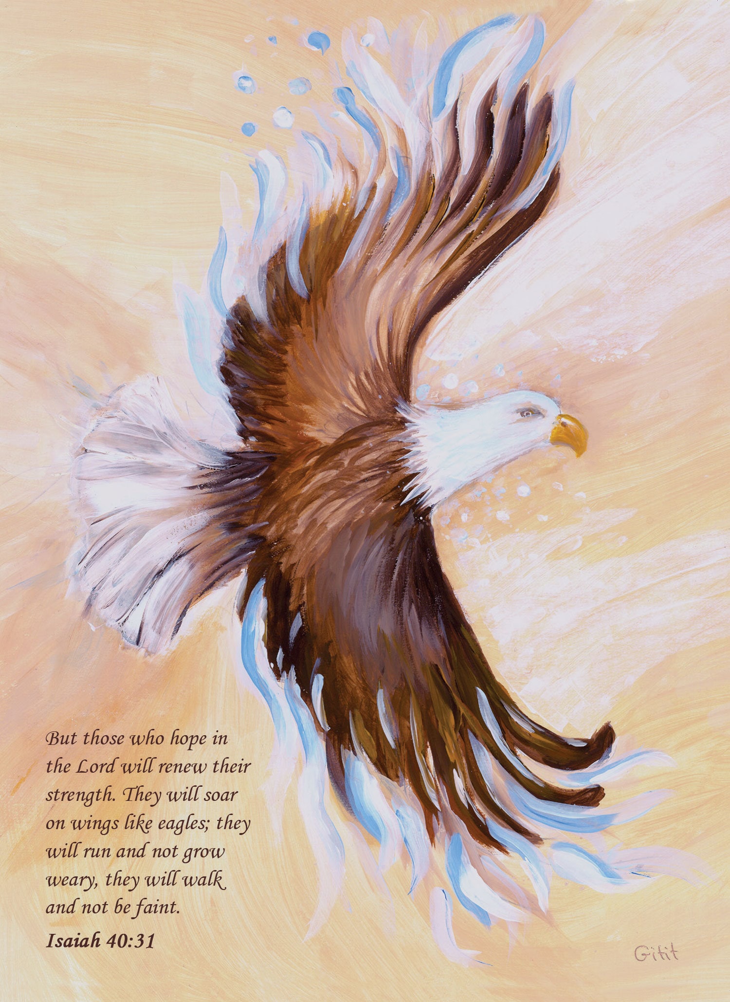 Eagle Print Handmade Poster or Greeting Card "those Who Hope in the ...