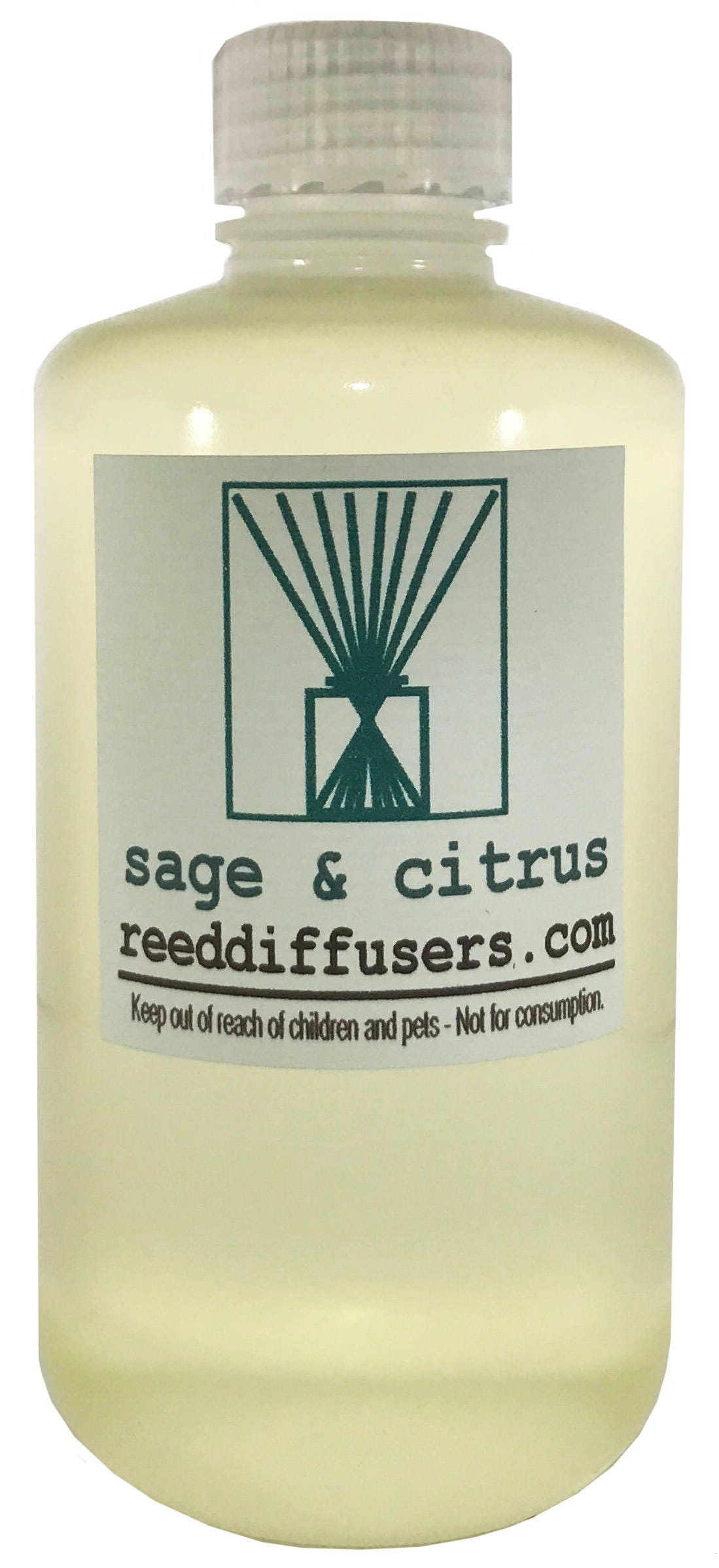 8 Oz Sage and Citrus Fragrance Reed Diffuser Oil Refill With Reeds ...