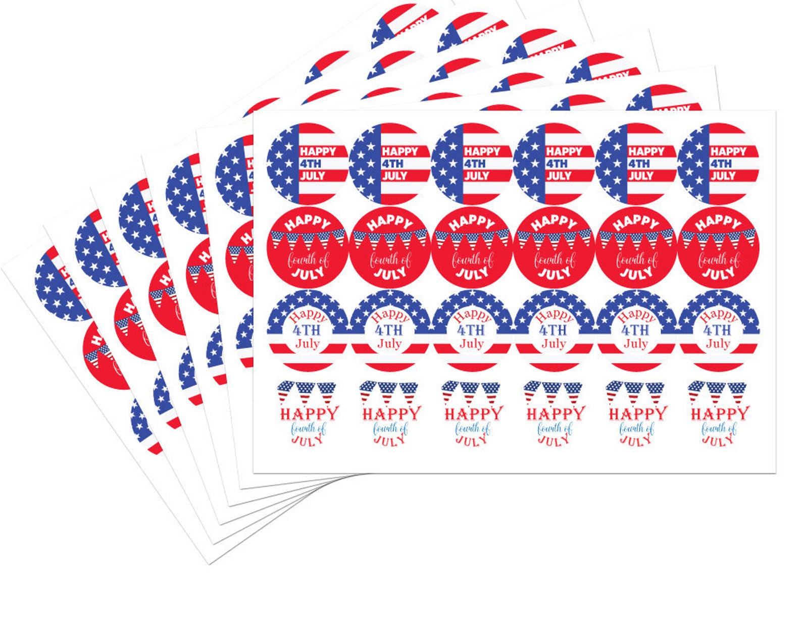 Happy 4th of July Stickers 4 Different Designs per Pack 30 - Etsy