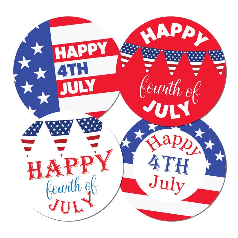 Happy 4th of July Stickers 4 Different Designs per Pack 30 - Etsy