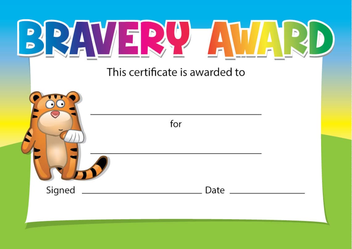 Bravery Award Certificates Choice of Designs for Schools - Etsy New Zealand