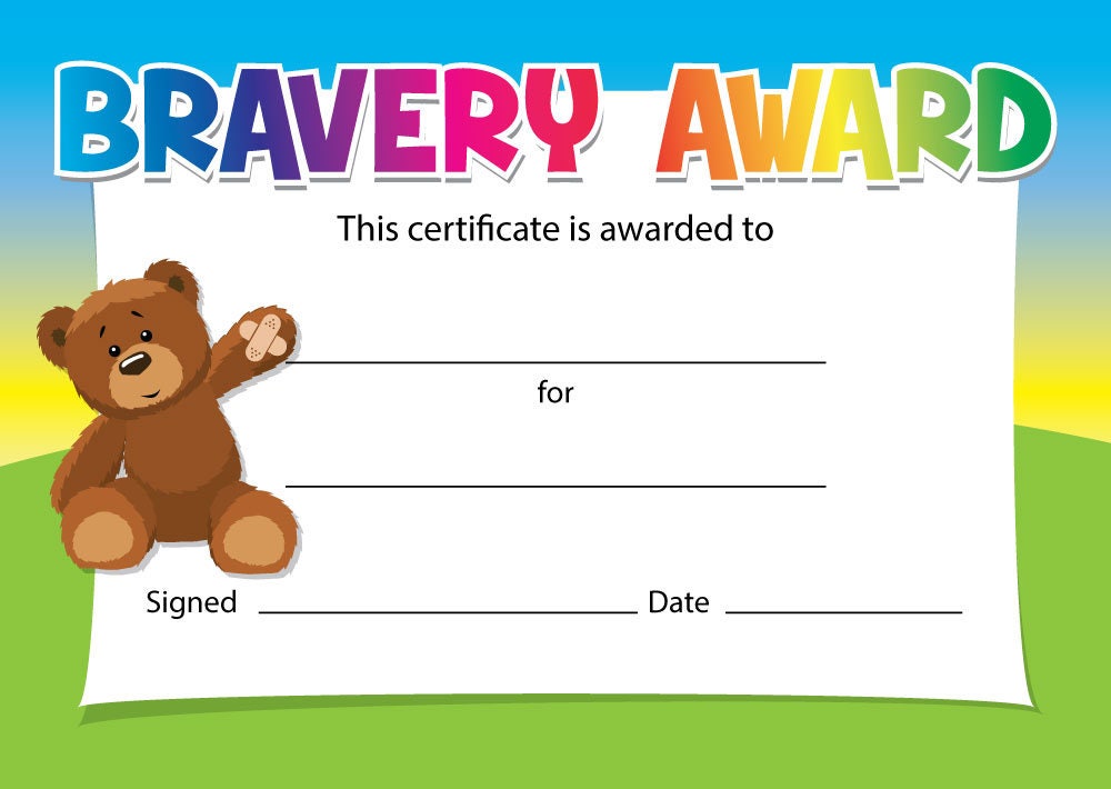 Bravery Award Certificates Choice of Designs for Schools | Etsy New Zealand