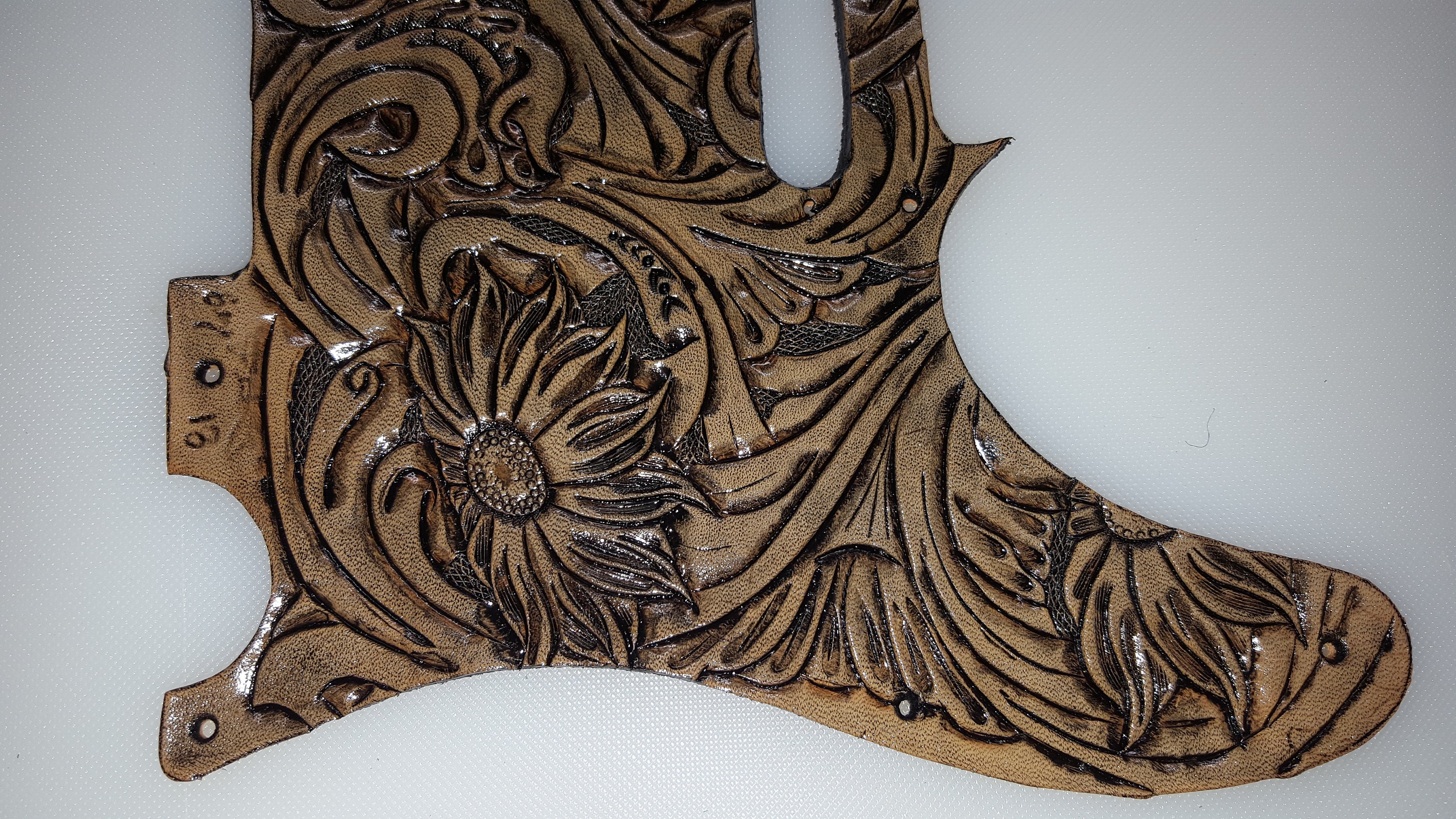 Leather Pick Guard Telecaster Guitar Pickguard Hand Tooled Leather New ...