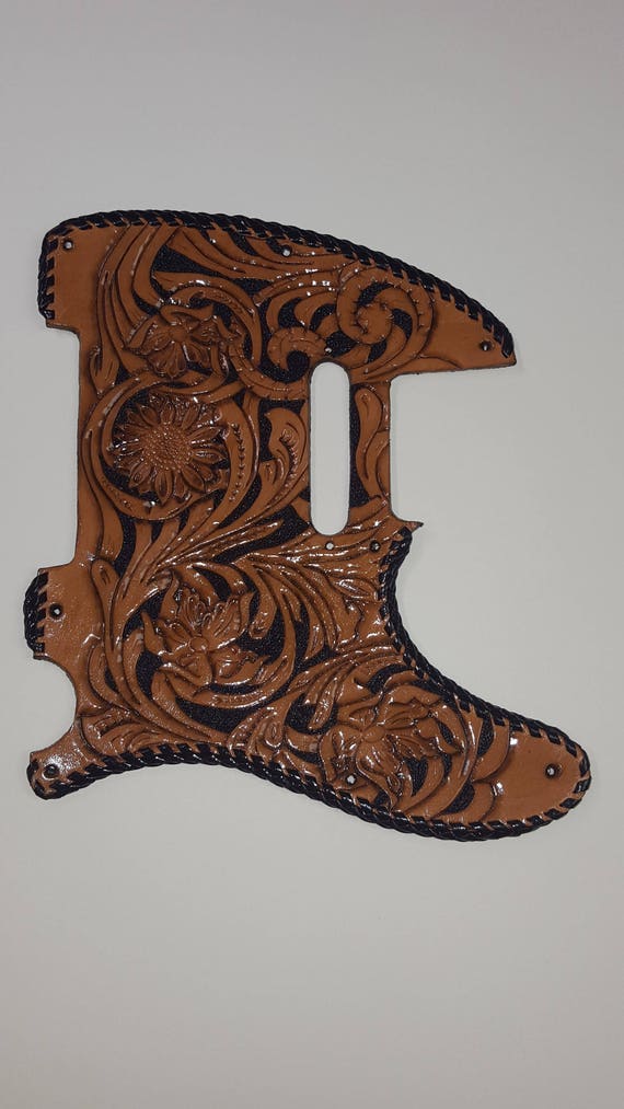 Leather pick guard telecaster guitar pickguard handtooled | Etsy