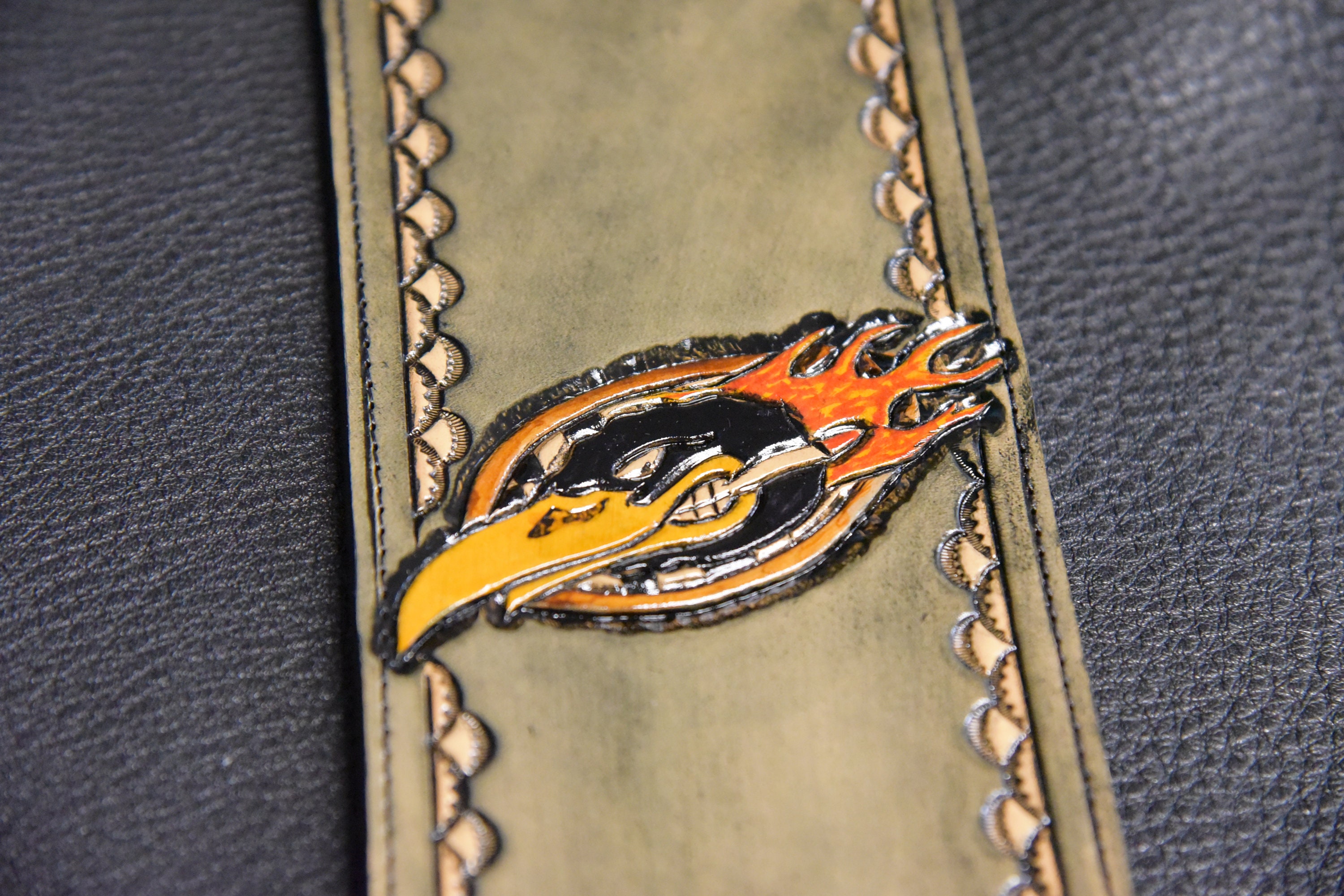 Leather Guitar Strap Black Crows 3.5 SB - Etsy
