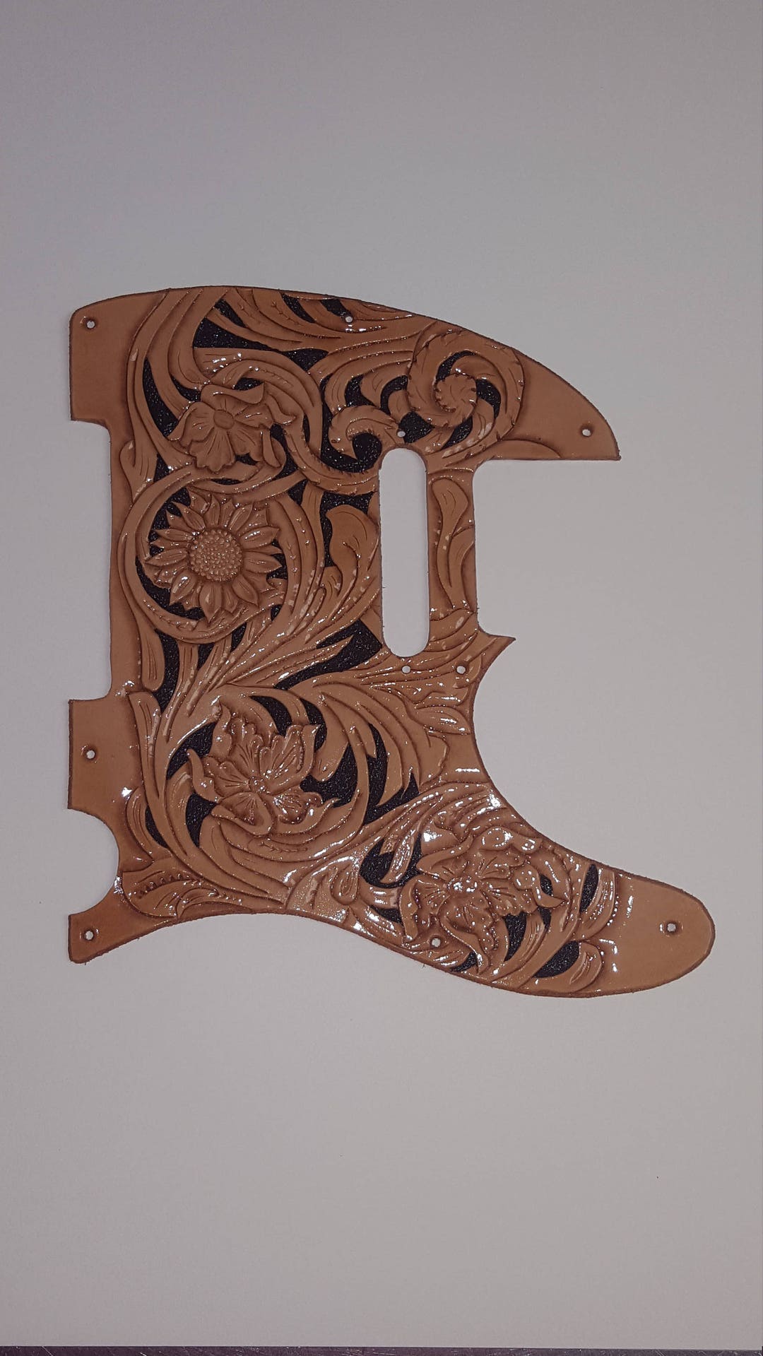 Leather Telecaster Guitar Pickguard Hand Tooled Leather New "floral ...
