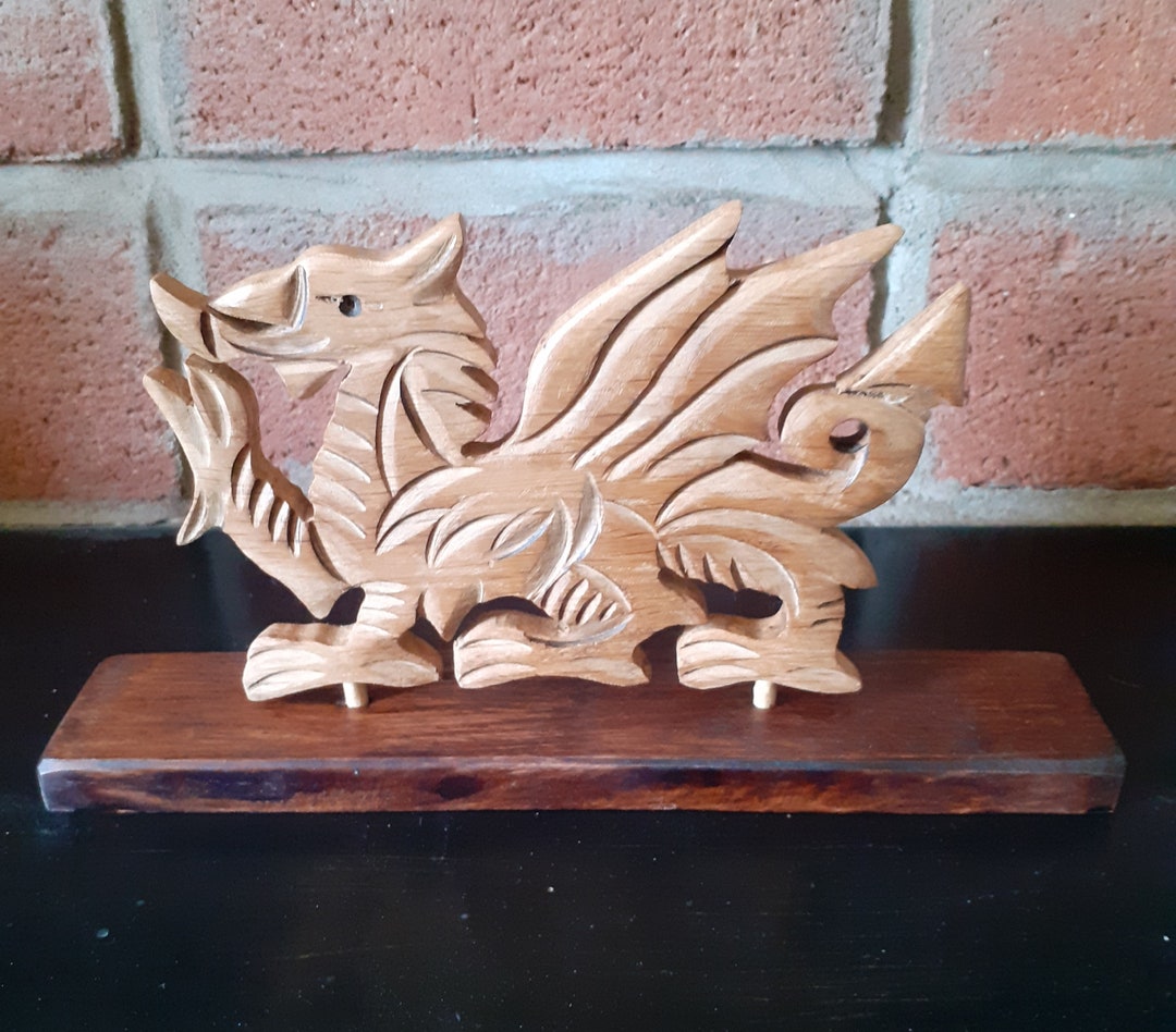 Welsh Dragon, Handmade Solid Oak - Etsy