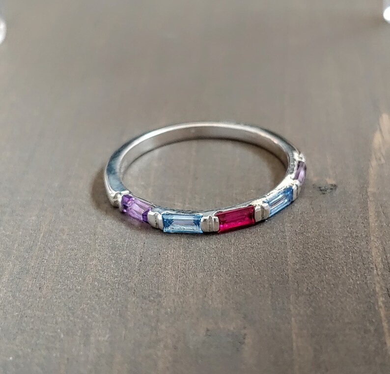 Stackable Ring. Birthstone Ring. Baguette Ring. Mothers Ring. - Etsy