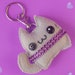 Cute Kawaii Purple Rhinestone Gray Cat Plush Keychain & Bag Charm, Cute ...