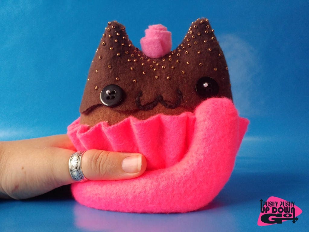 Kawaii Chocolate Cupcake Cat Food Plushie, Cute Stuffed Cake Cat ...