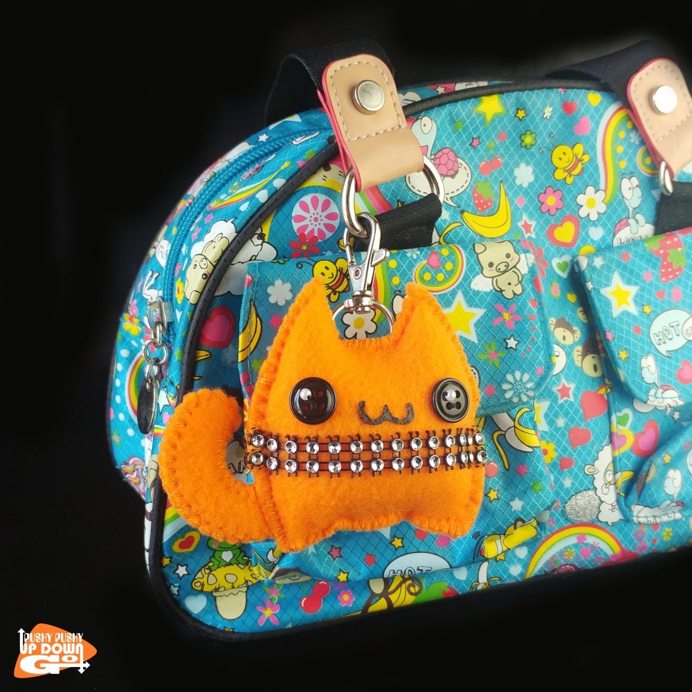 Cute Kawaii White Rhinestone Orange Cat Plush Keychain & Bag | Etsy