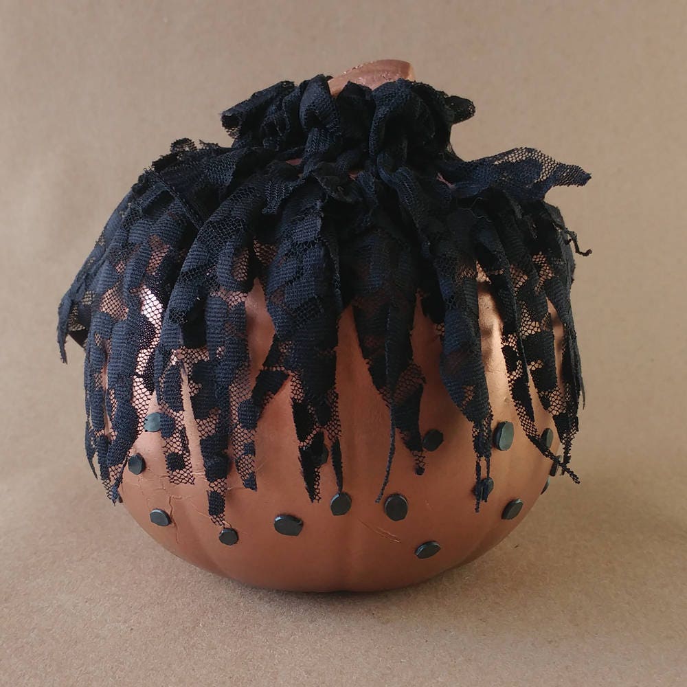 Metallic Copper & Black Lace Punk Gothic Pumpkin Halloween | Etsy
