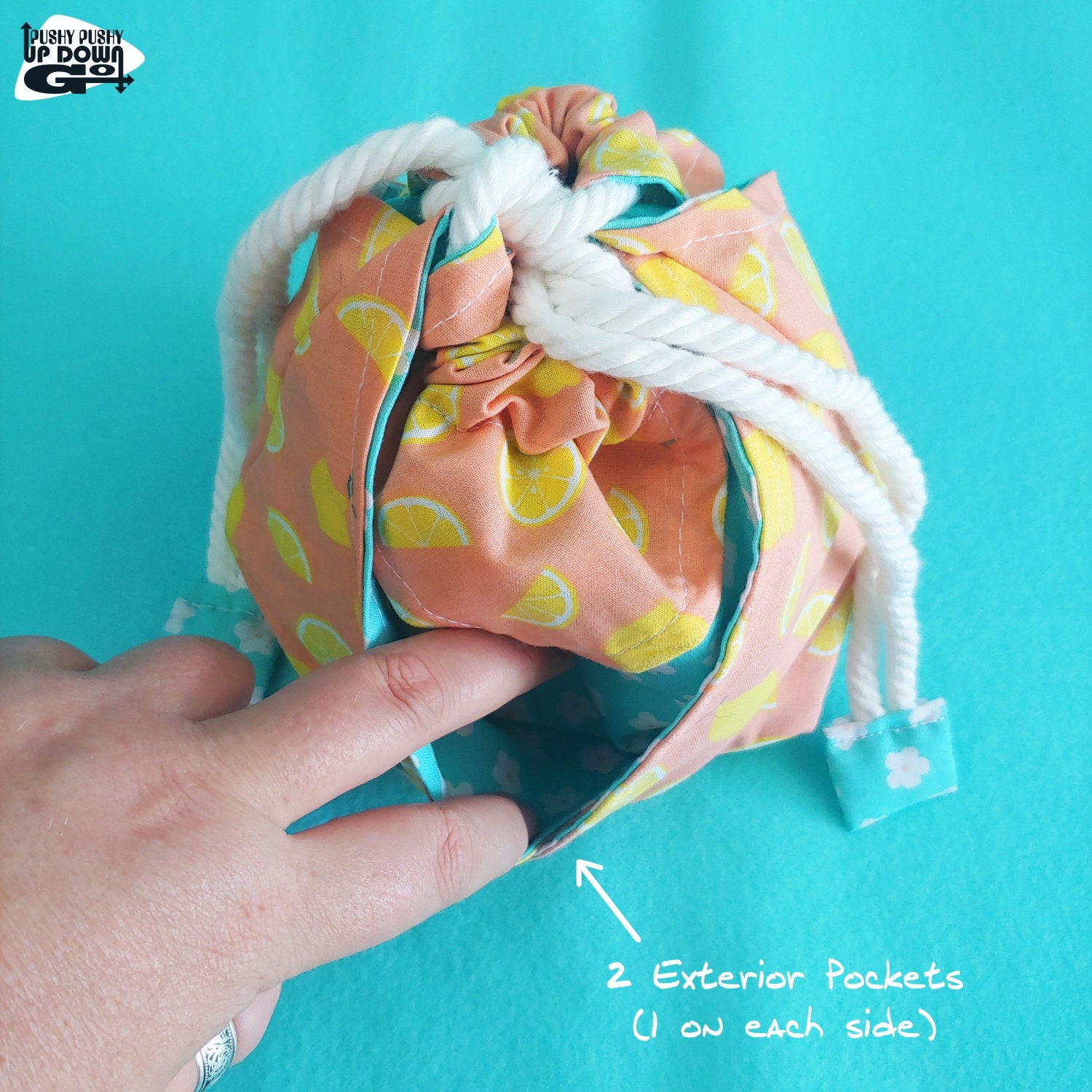 Coral Lemon Drawstring Bag Small Modified Japanese Petal Bag | Etsy