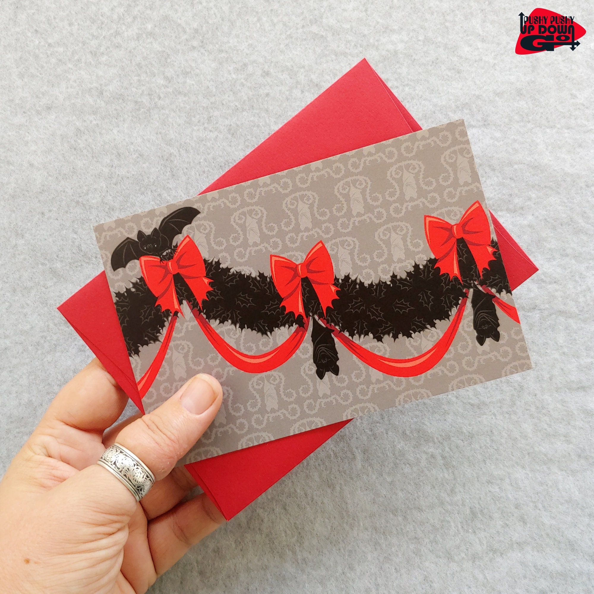 Goth Christmas Bat Garland Postcards set of 4 Cards - Etsy