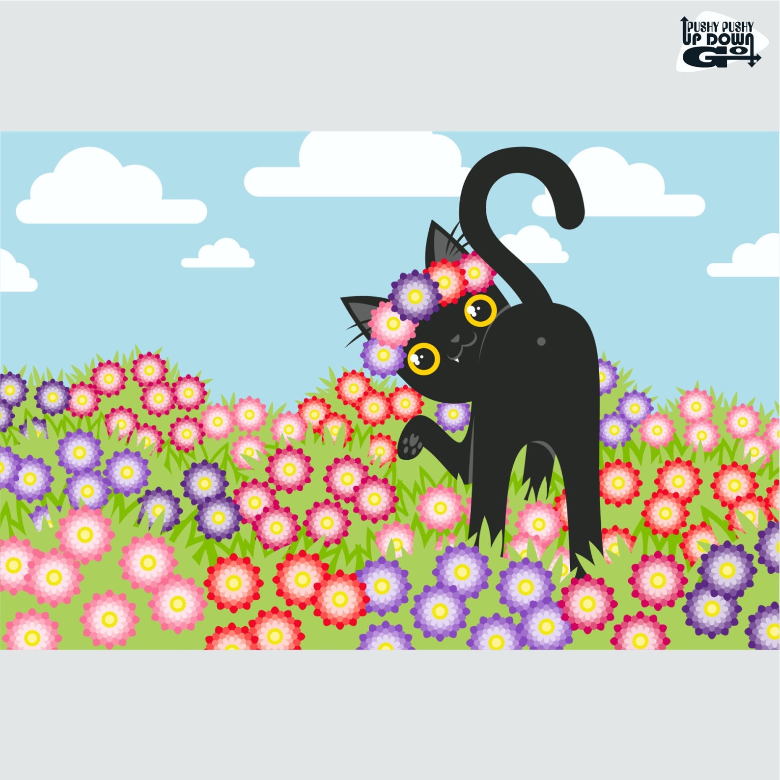 Funny Black Cat Spring Flower Postcards set of 4 cards | Etsy