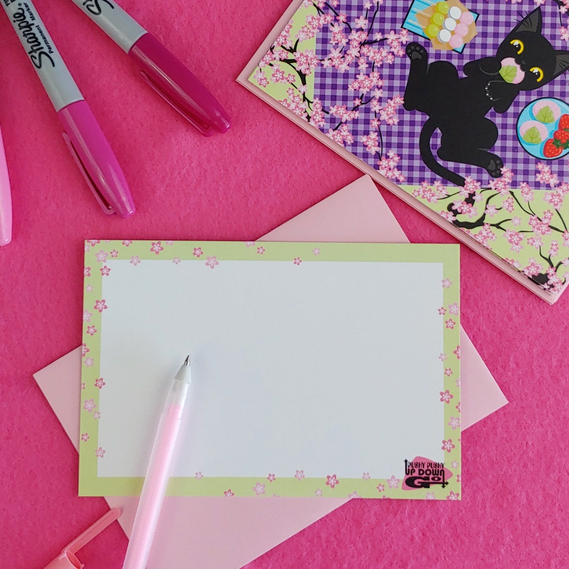 Hanami-inspired Funny Black Cat Spring Picnic Postcards set - Etsy