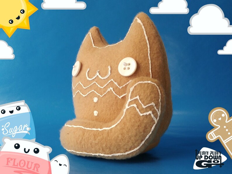 Kawaii Gingerbread Cookie Cat Food Plushie Cute Stuffed Cat | Etsy
