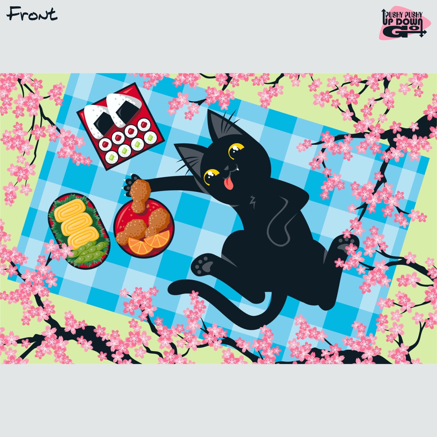Hanami-inspired Funny Black Cat Spring Picnic Postcards set | Etsy