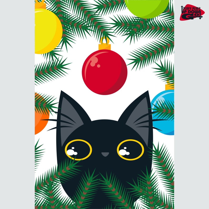Classic Funny Black Cat Christmas Holiday Postcards set of 4 - Etsy