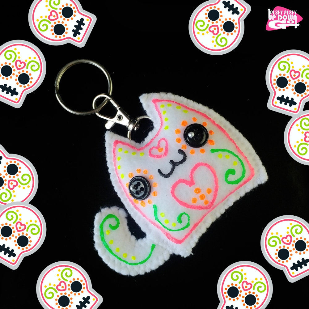 Kawaii Sugar Skull Cat Plush Keychain & Food Bag Charm Kawaii | Etsy