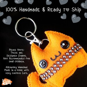 Cute Kawaii White Rhinestone Orange Cat Plush Keychain & Bag Charm ...