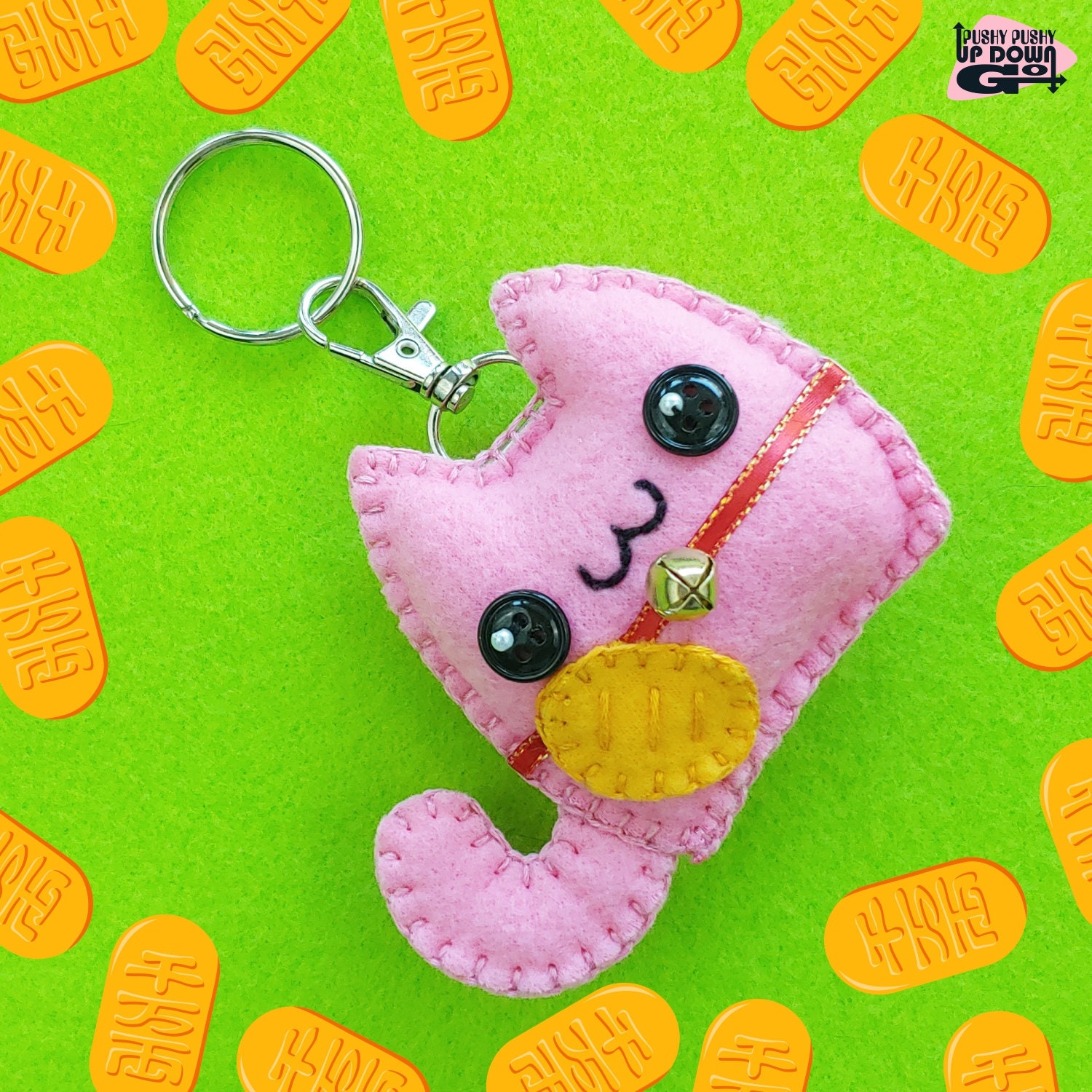 Kawaii Pink Maneki Neko Cat Plush Keychain & Bag Charm - Etsy