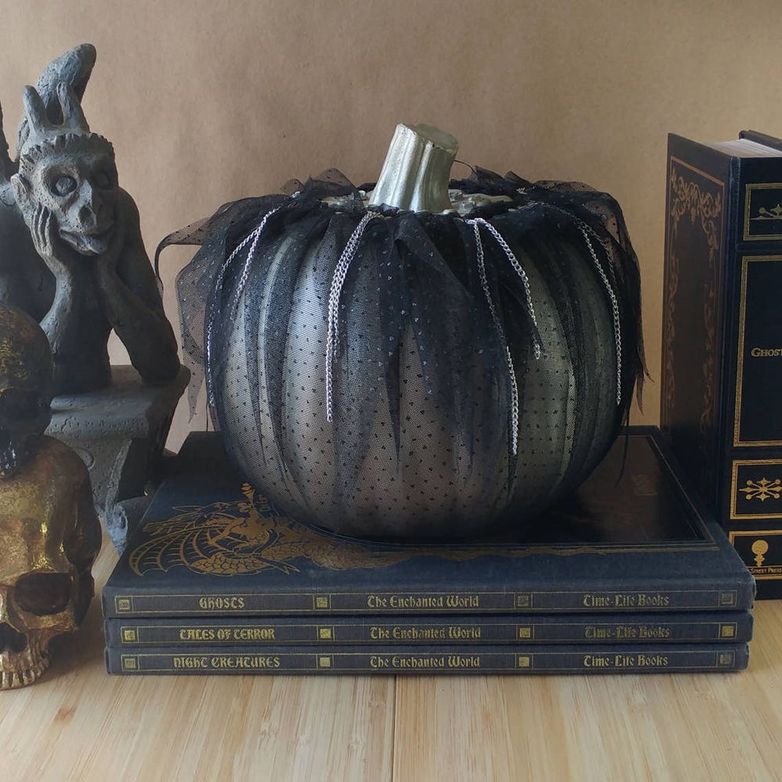 Metallic Silver Punk Gothic Pumpkin Halloween Decoration | Etsy