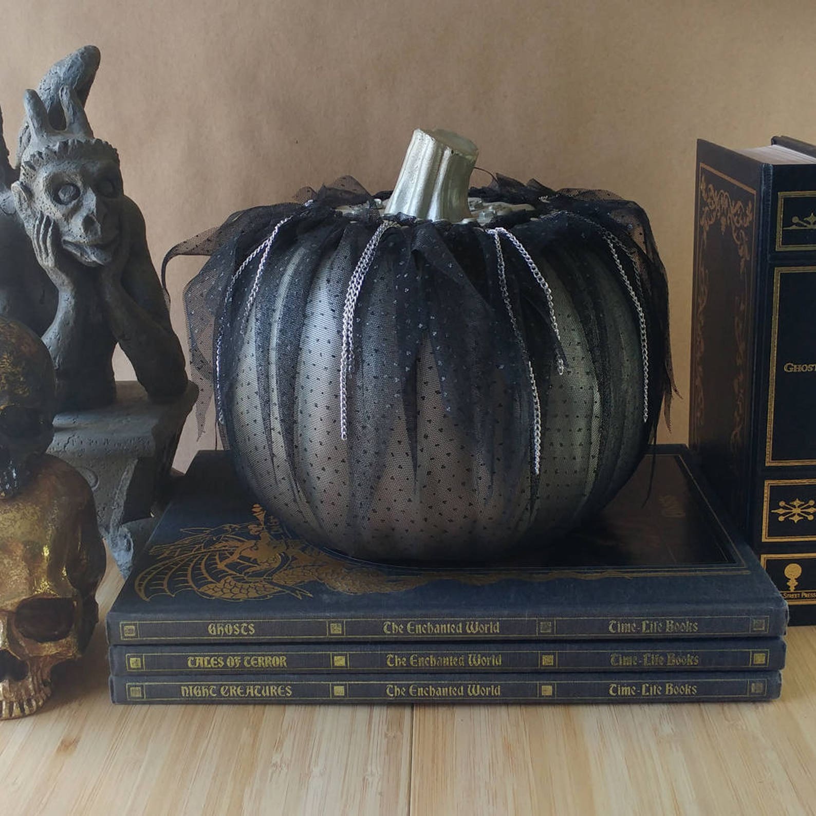 Metallic Silver Punk Gothic Pumpkin Halloween Decoration | Etsy