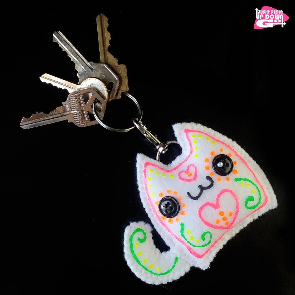 Kawaii Sugar Skull Cat Plush Keychain & Food Bag Charm Kawaii | Etsy