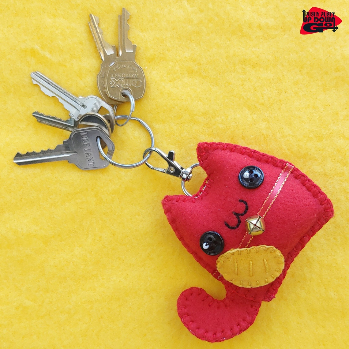 Kawaii Red Maneki Neko Cat Plush Keychain & Bag Charm | Etsy