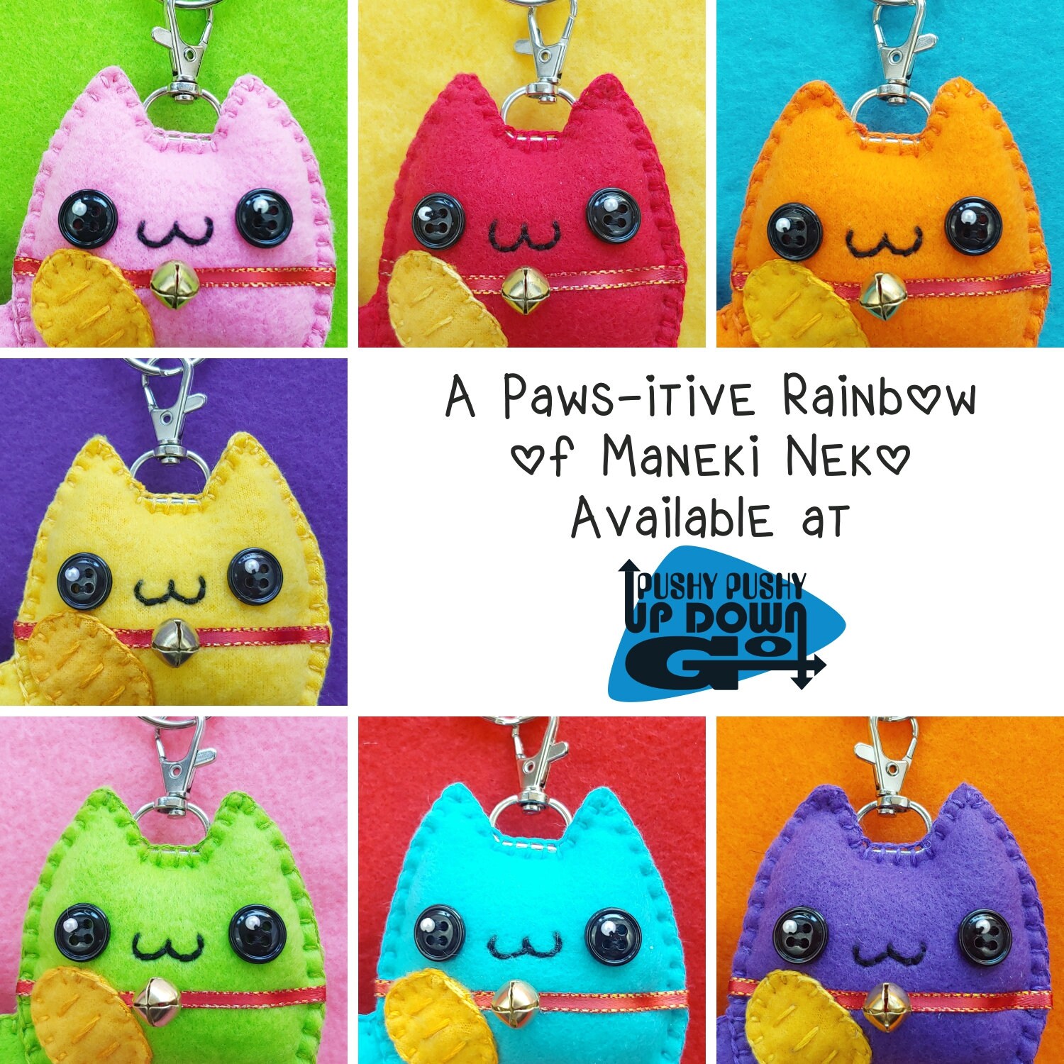 Kawaii Pink Maneki Neko Cat Plush Keychain & Bag Charm - Etsy