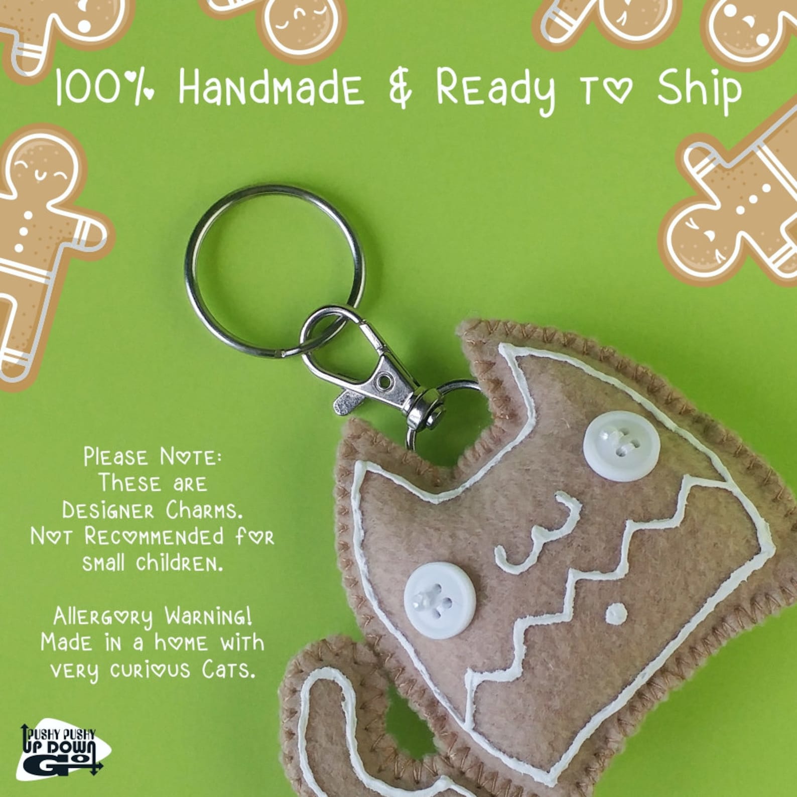 Kawaii Christmas Gingerbread Cookie Cat Plush Keychain & Food - Etsy