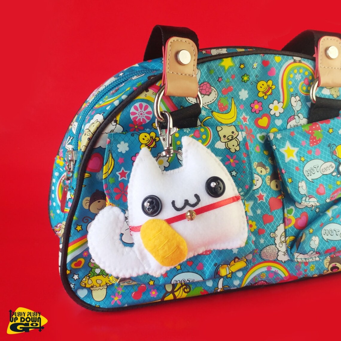 Cute Kawaii Maneki Neko Cat Plush Keychain & Bag Charm Cute | Etsy