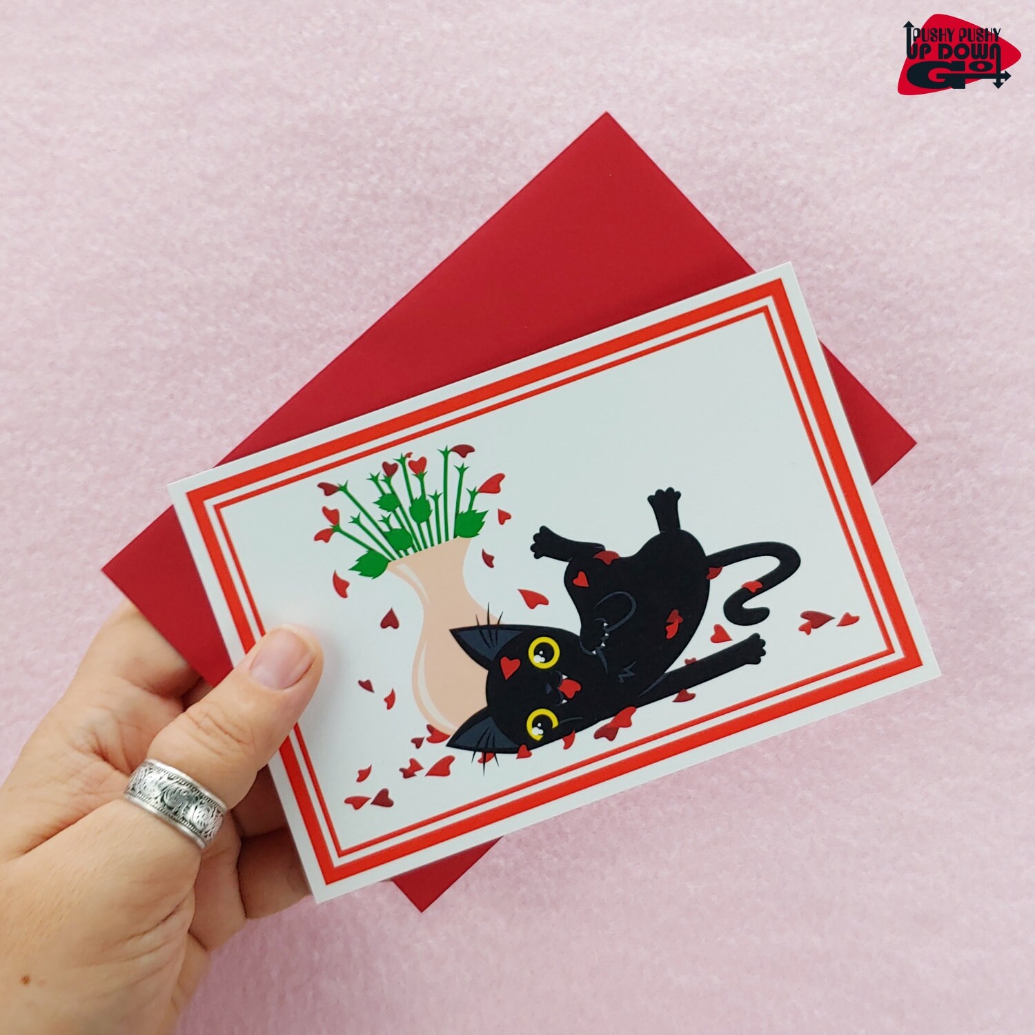 Funny Cat With Roses Valentines Day Postcards set of 4 Cards - Etsy