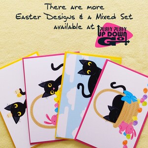 Funny Black Cat With Easter Ducklings Postcards set of 4 - Etsy
