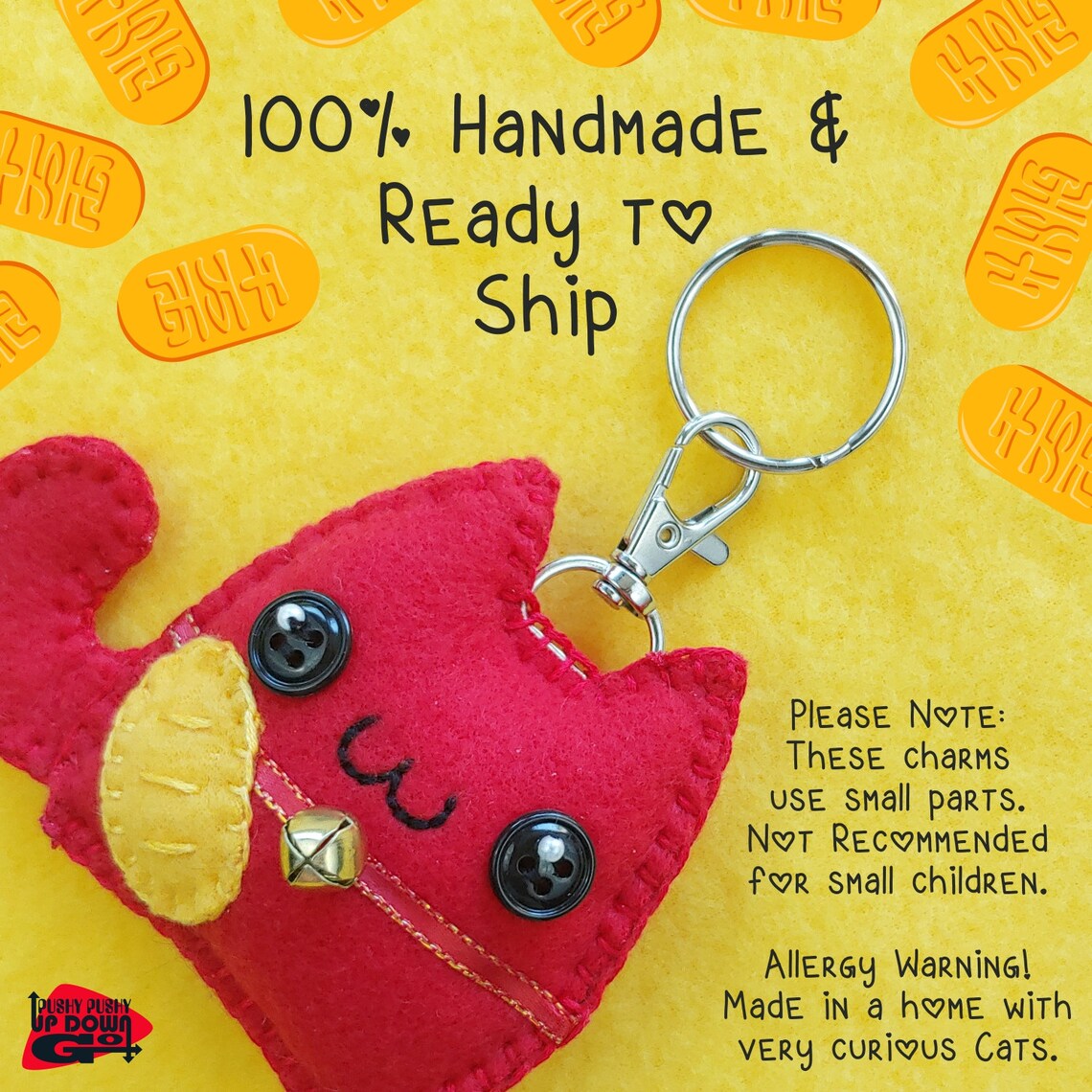 Kawaii Red Maneki Neko Cat Plush Keychain & Bag Charm | Etsy